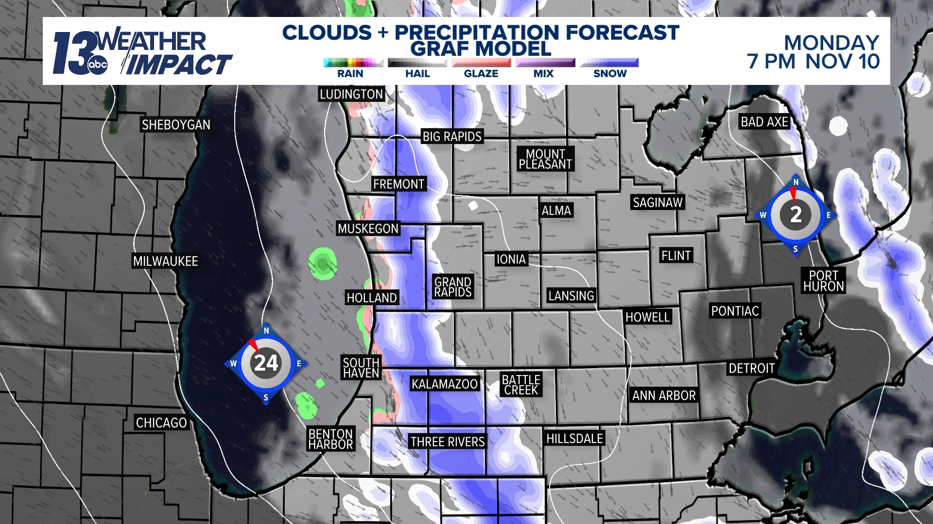 Heavy, localized lake-effect snow Sunday into Monday | wzzm13.com