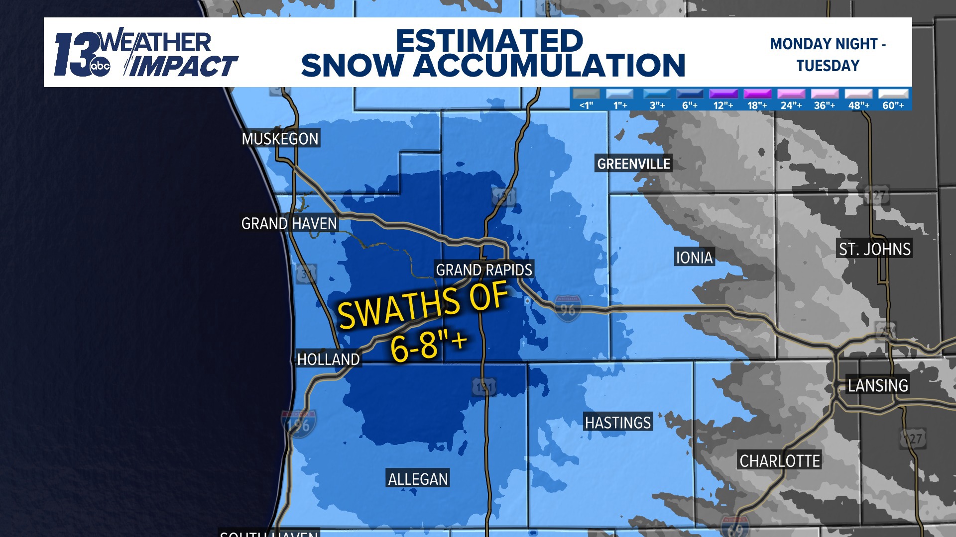 How much snow did West Michigan see overnight Monday - Tuesday ...