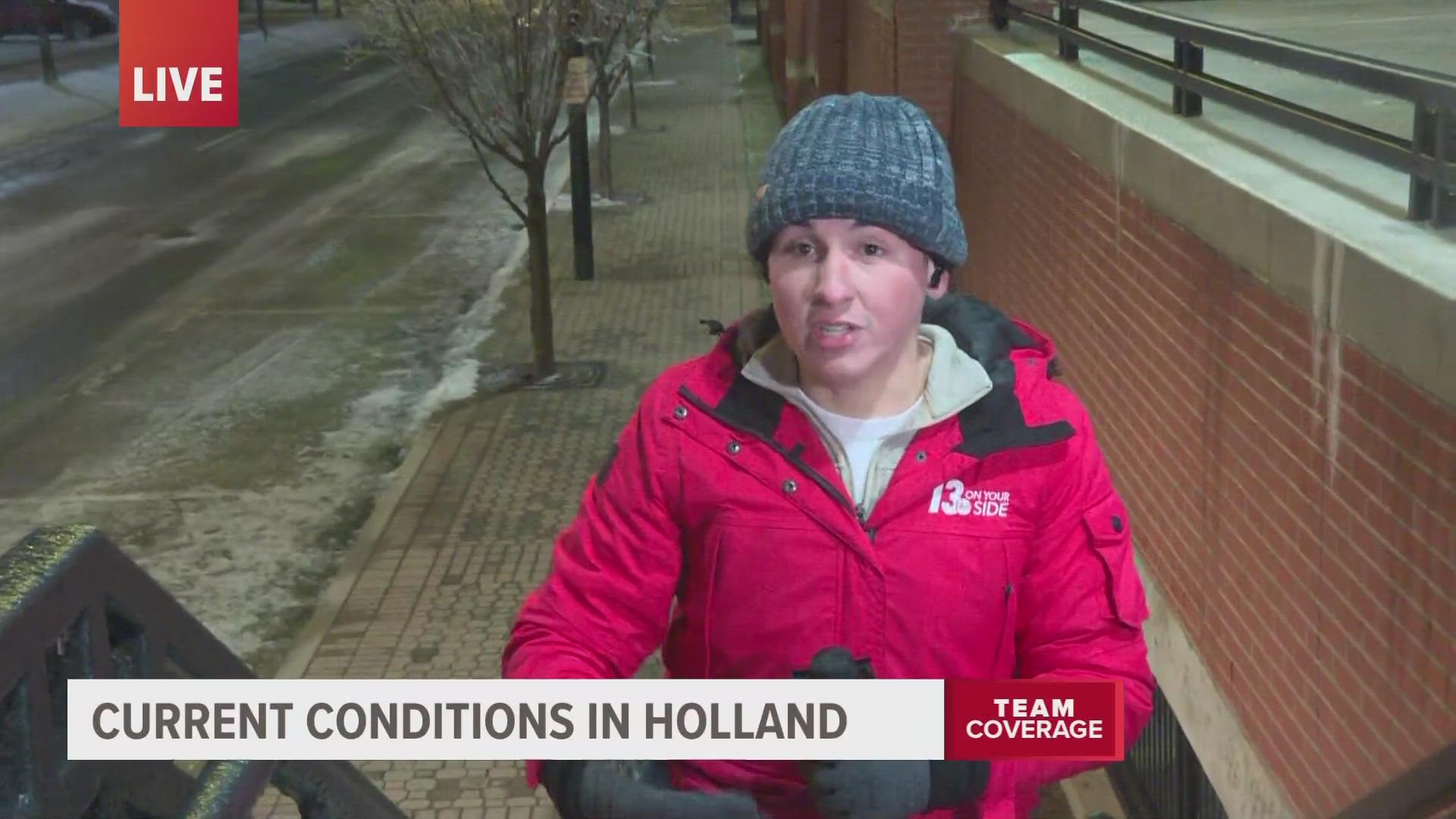 Crews working to treat slippery roads in Holland | wzzm13.com