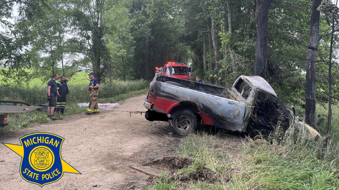 Person found dead in pickup truck after fiery Barry Co. crash | wzzm13.com