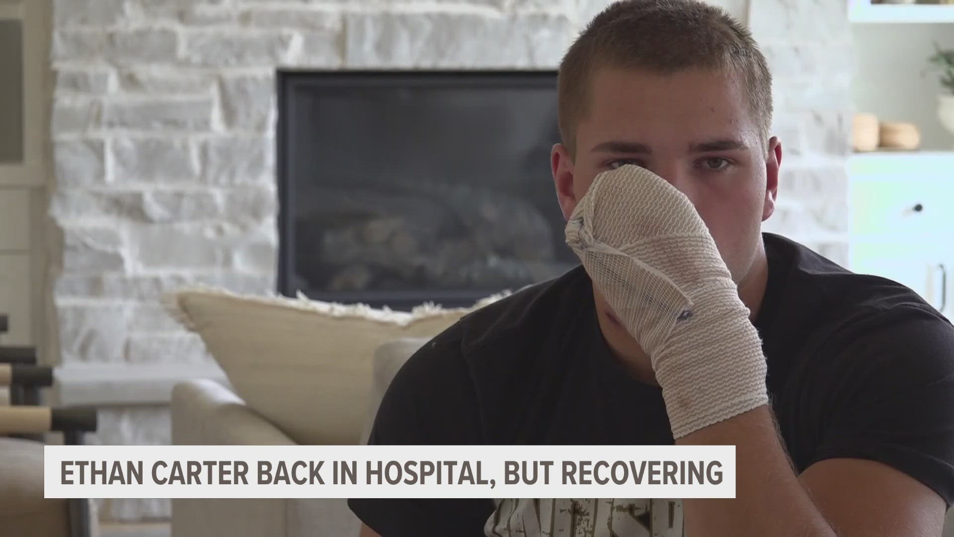 Ethan Carter back in hospital after seizure, but hoping to return home ...