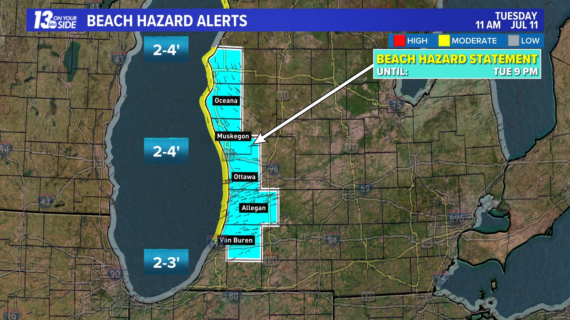 Dangerous waves, swimming conditions on Lake Michigan Tuesday | wzzm13.com