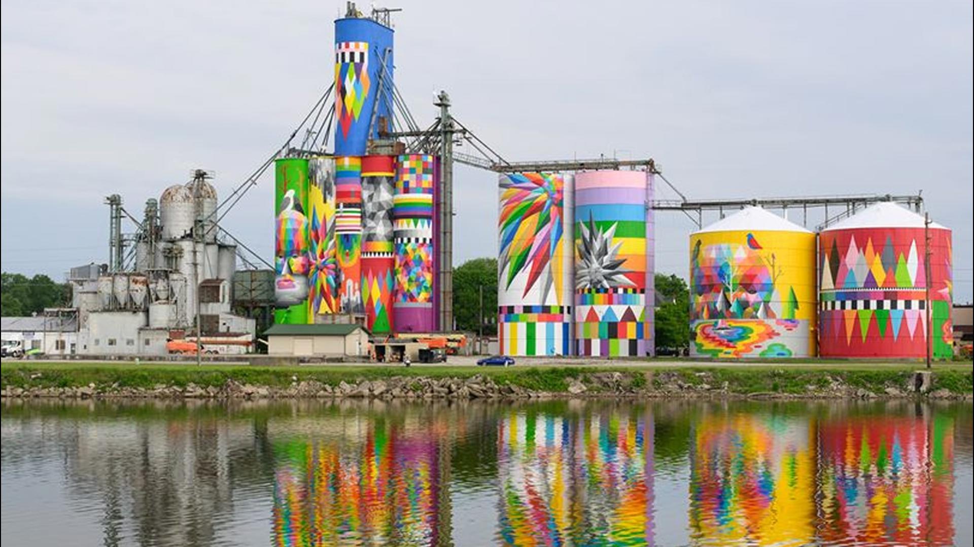 Artist completes giant mural on abandoned Michigan silos | wzzm13.com
