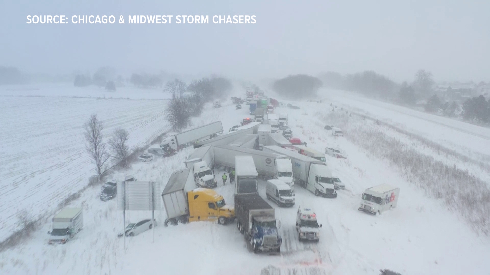 Drone video shows the scope of massive pileup on 196 | wzzm13.com
