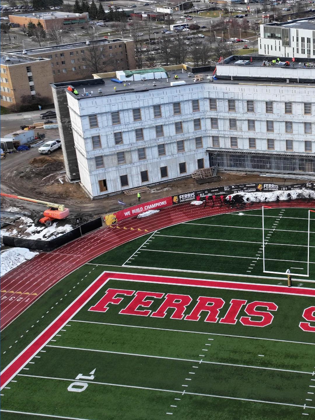 Ferris State University says residence hall with views of football ...