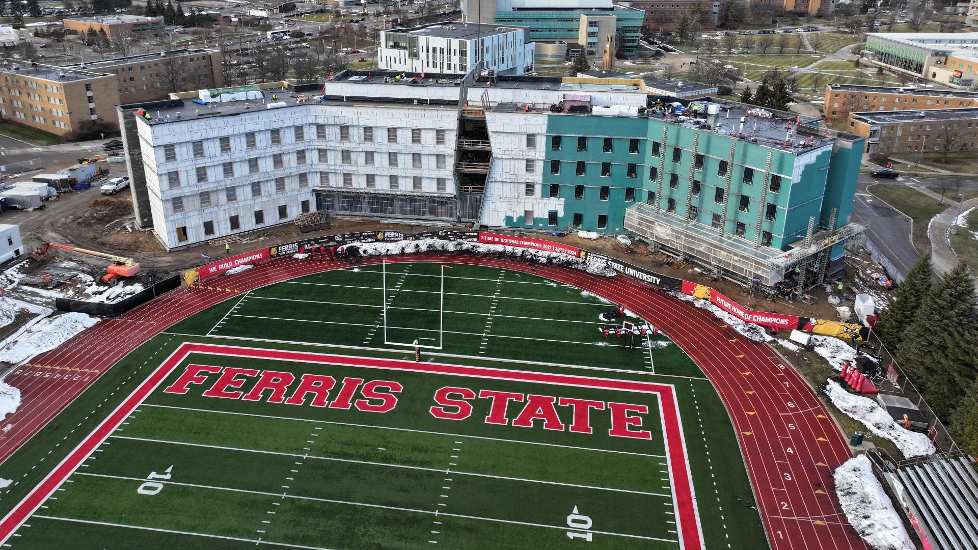 Ferris State University says residence hall with views of football ...