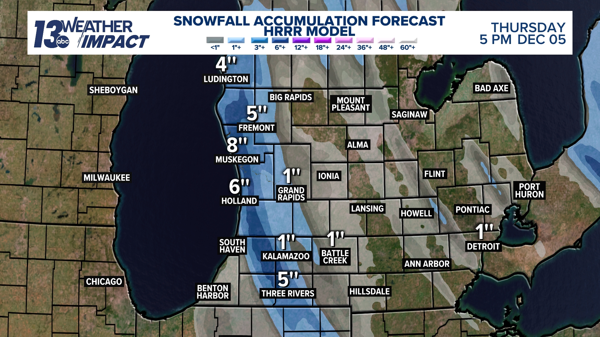 WINTER STORM WARNING | West Michigan snow storm totals, impacts ...