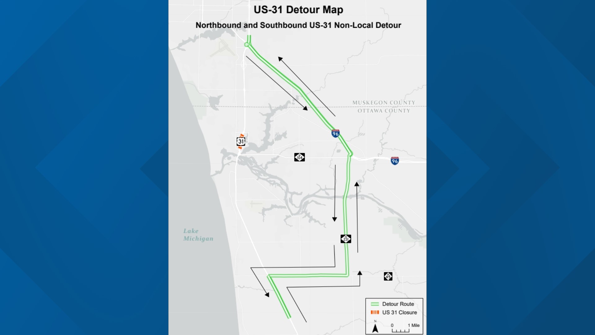 Portion of US-31 in Ottawa Co. closed through Sept. 29 | wzzm13.com