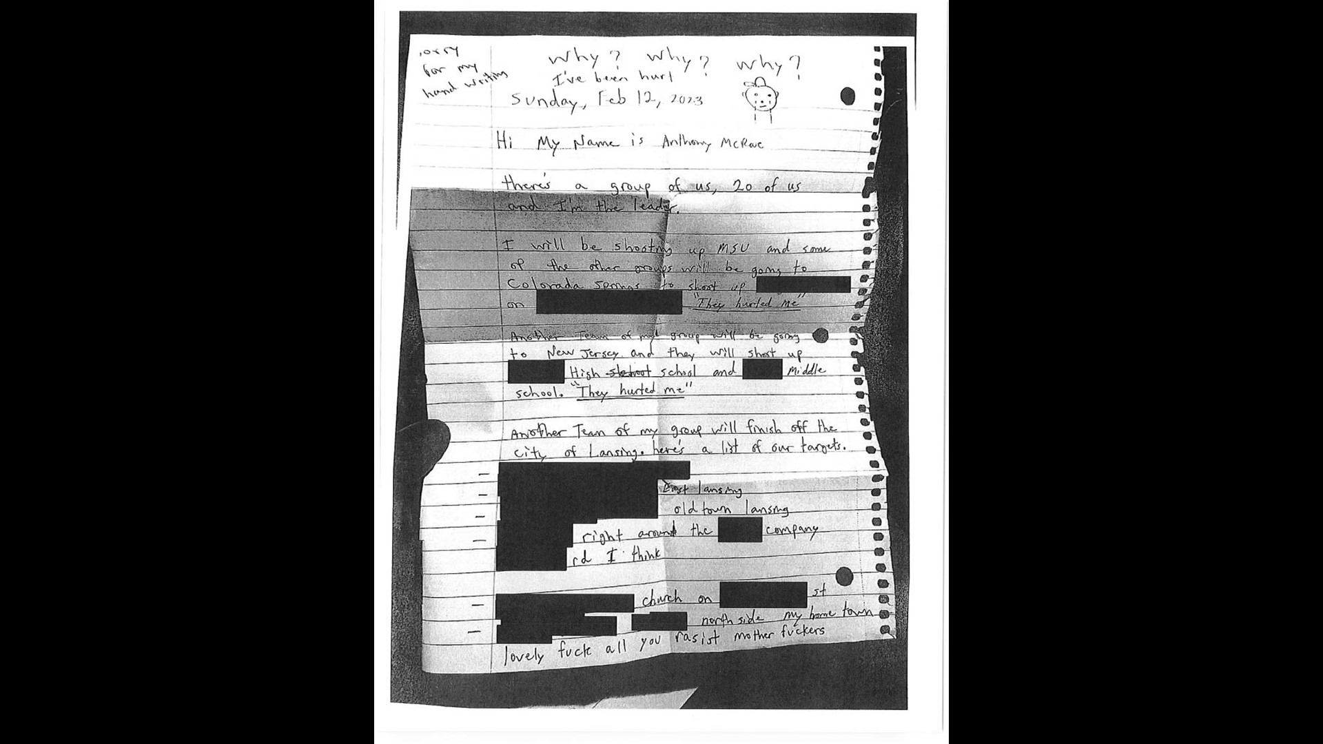 Police share note found on Michigan State Shooter Anthony McRae ...