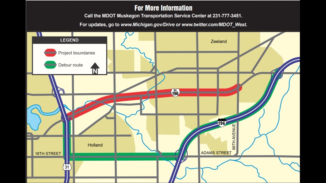 Section of eastbound I-196 Business Loop to close | wzzm13.com