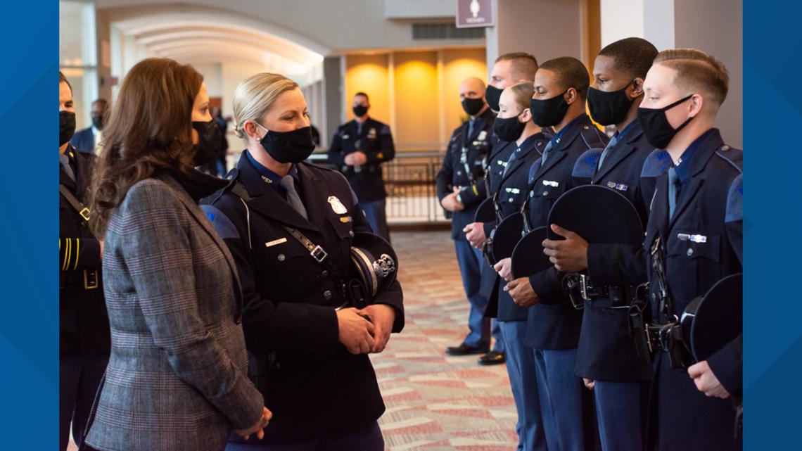 Gov. Whitmer welcomes 50 new Michigan State Police troopers | wzzm13.com