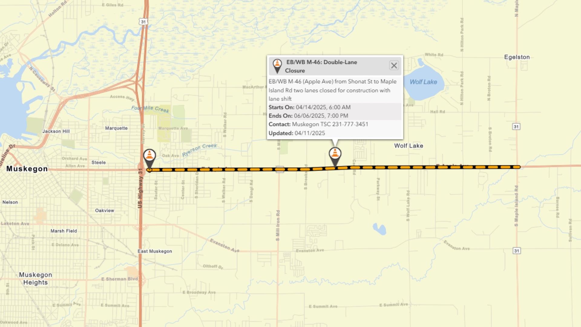 Muskegon County road work on Apple Avenue begins impacting traffic ...
