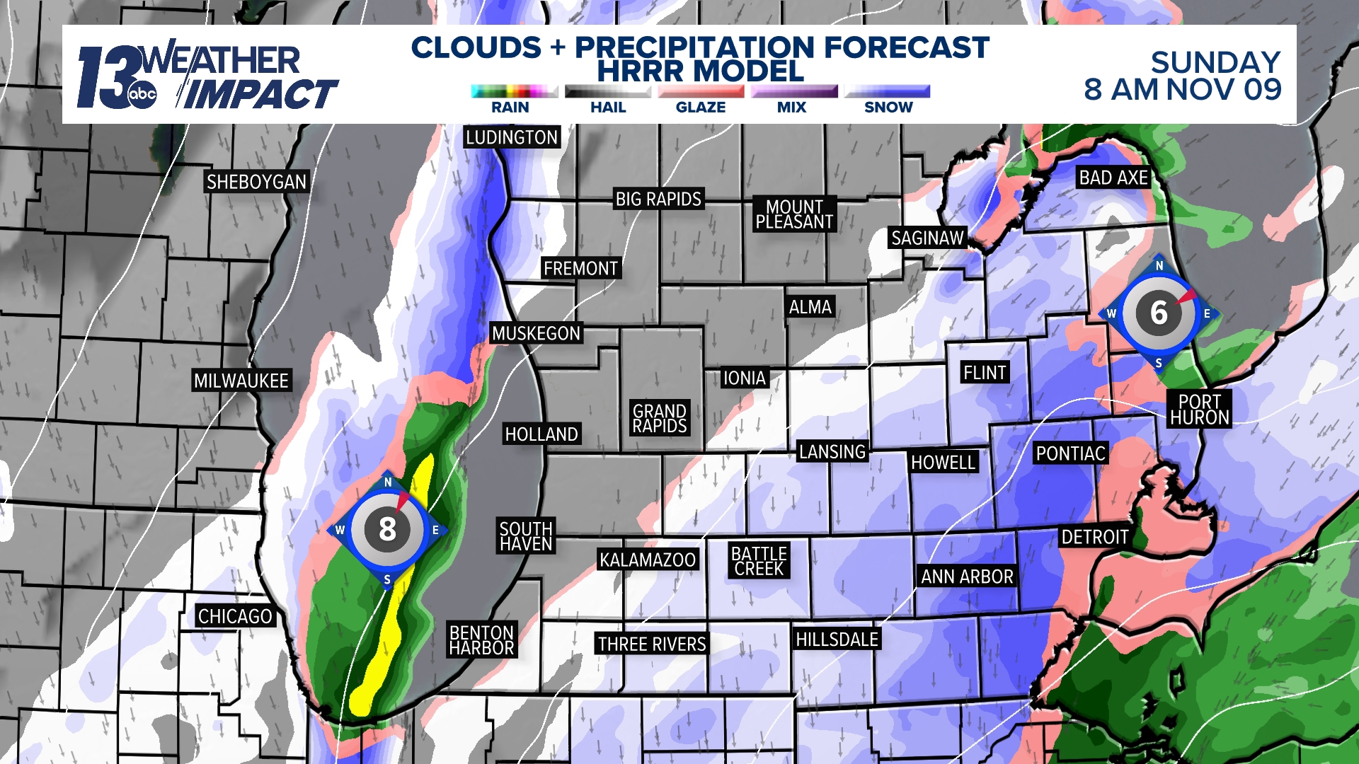 Heavy, localized lake-effect snow Sunday into Monday | wzzm13.com