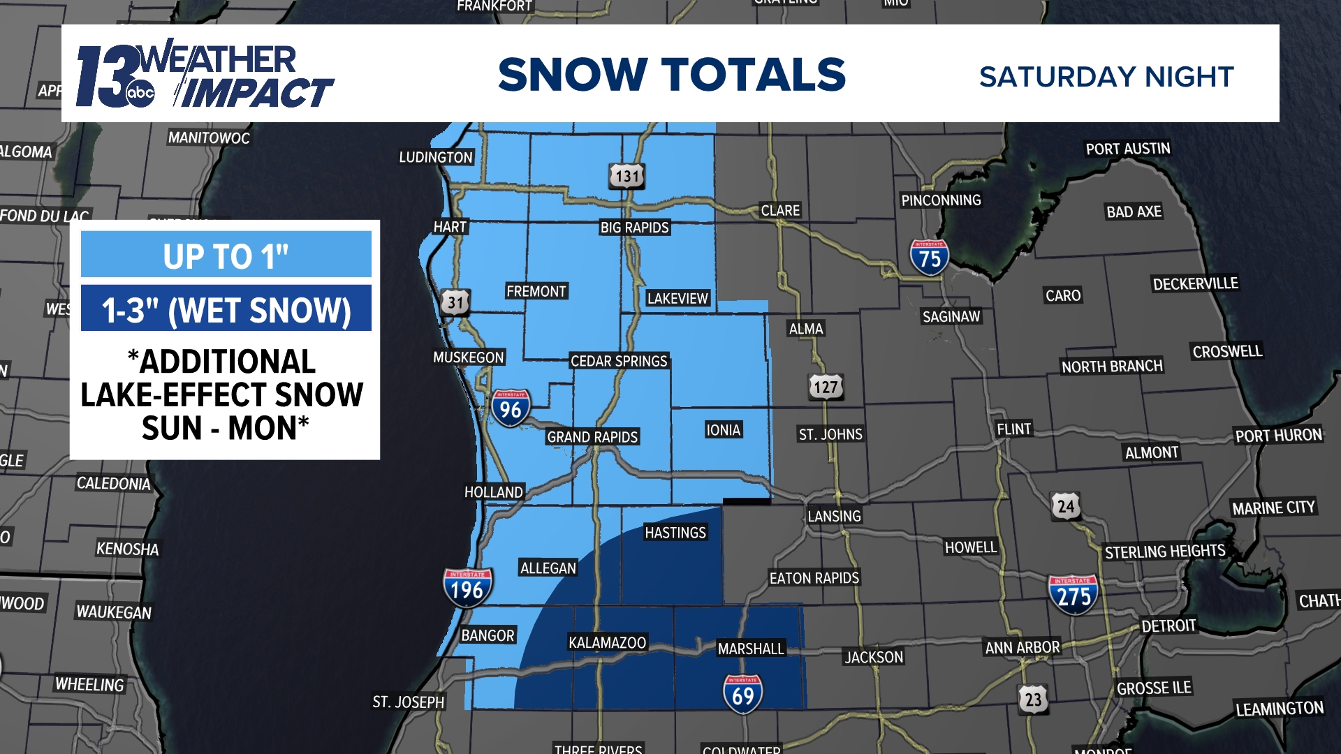 Light snow accumulation expected Saturday night into Sunday, lake ...