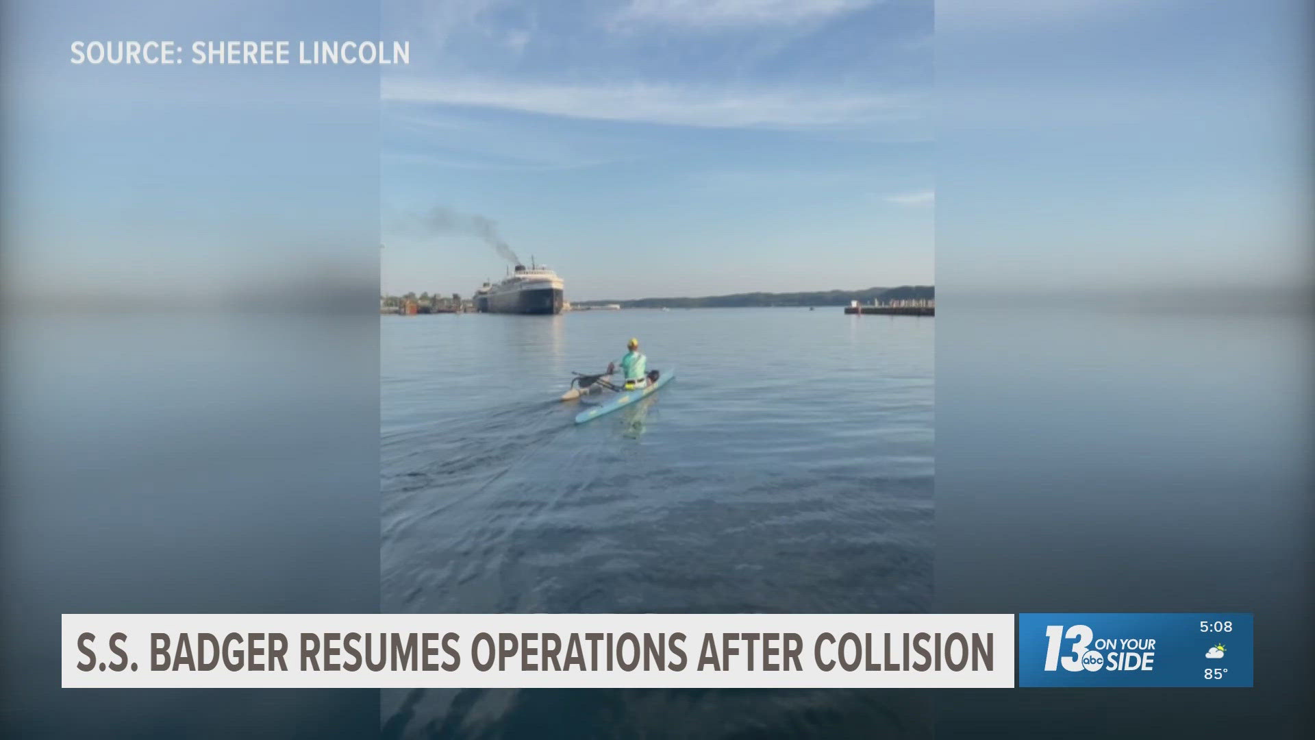 SS Badger's stern sea gate damaged in collision with sister ship SS ...