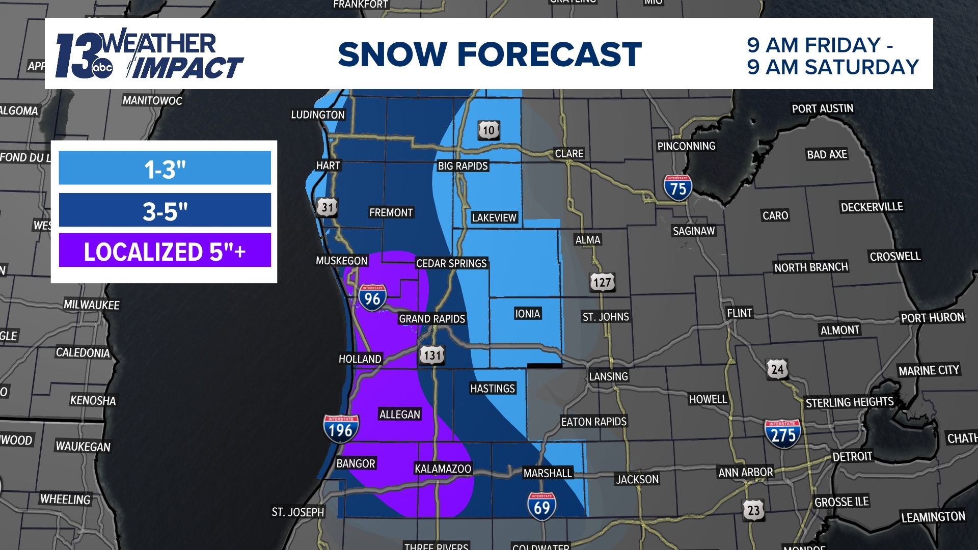 Tracking system snowfall accumulating Friday into Saturday | wzzm13.com