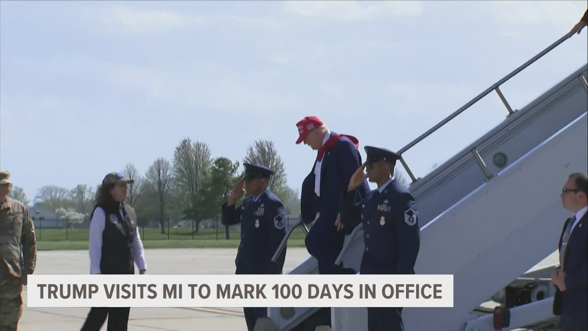 Trump visits Michigan on 100th day, announces new F-15EX mission ...