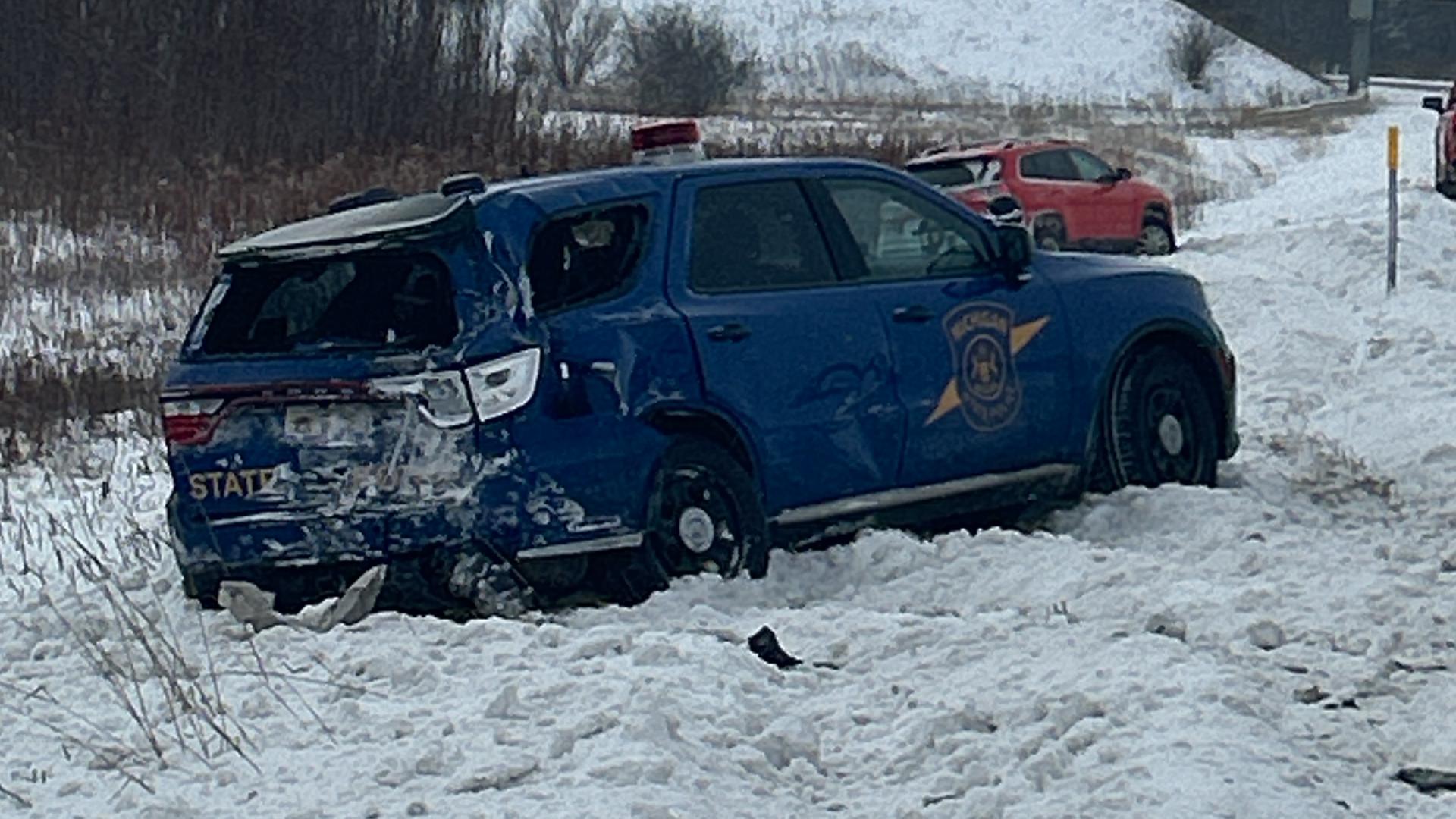 MSP reminds drivers to slow down after crash involving patrol vehicle ...