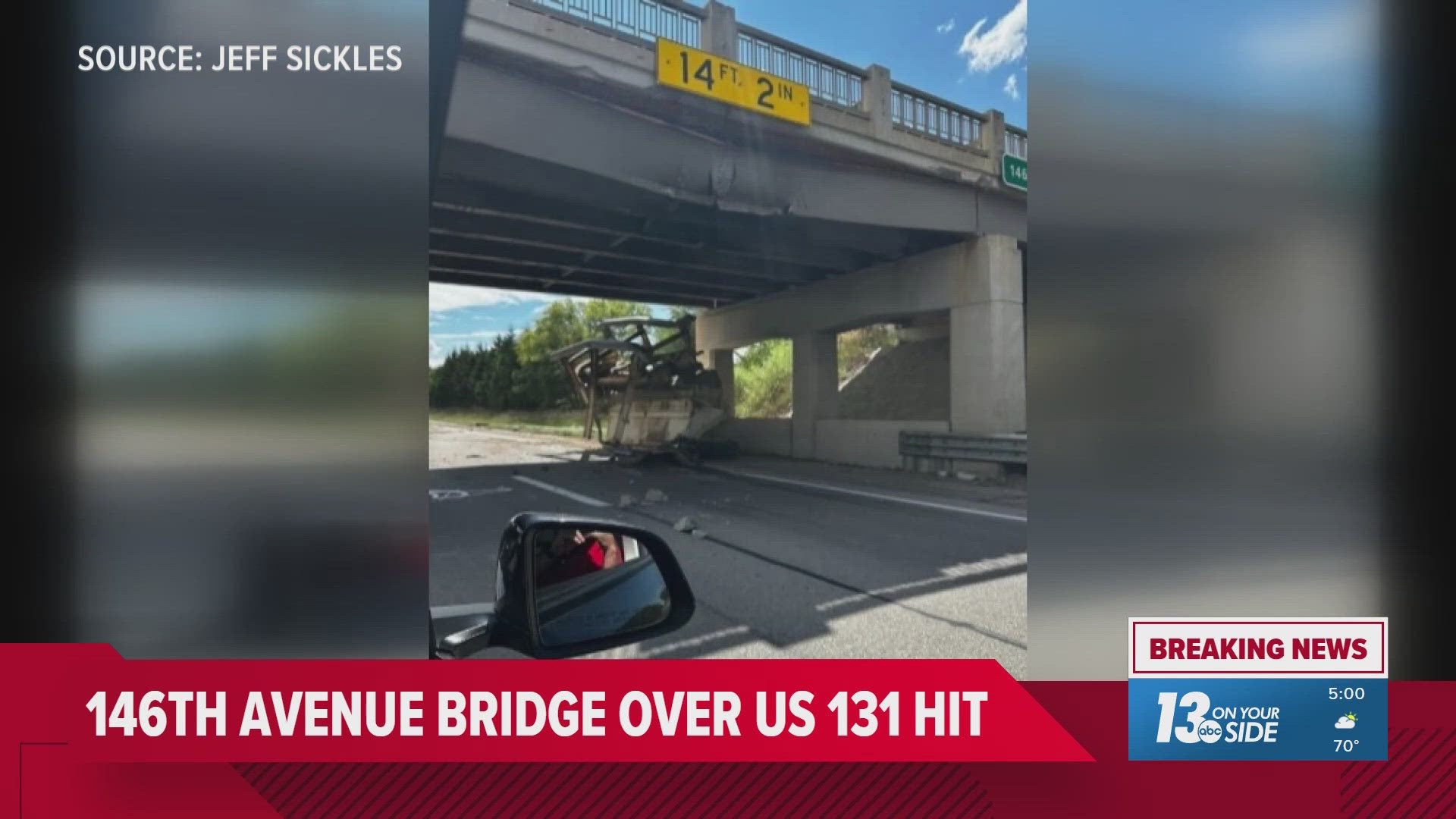 Semi hitting 146th Avenue Bridge over US 131 causes traffic backups ...