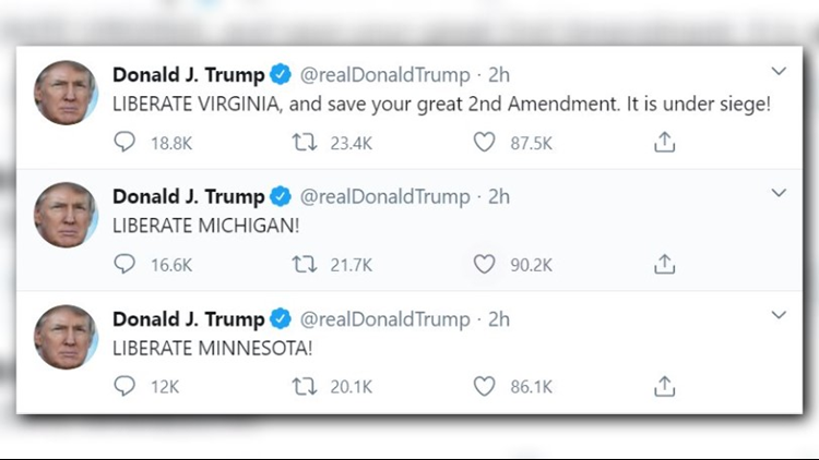 Trump tweets 'LIBERATE MICHIGAN,' echoing Lansing protesters | wzzm13.com