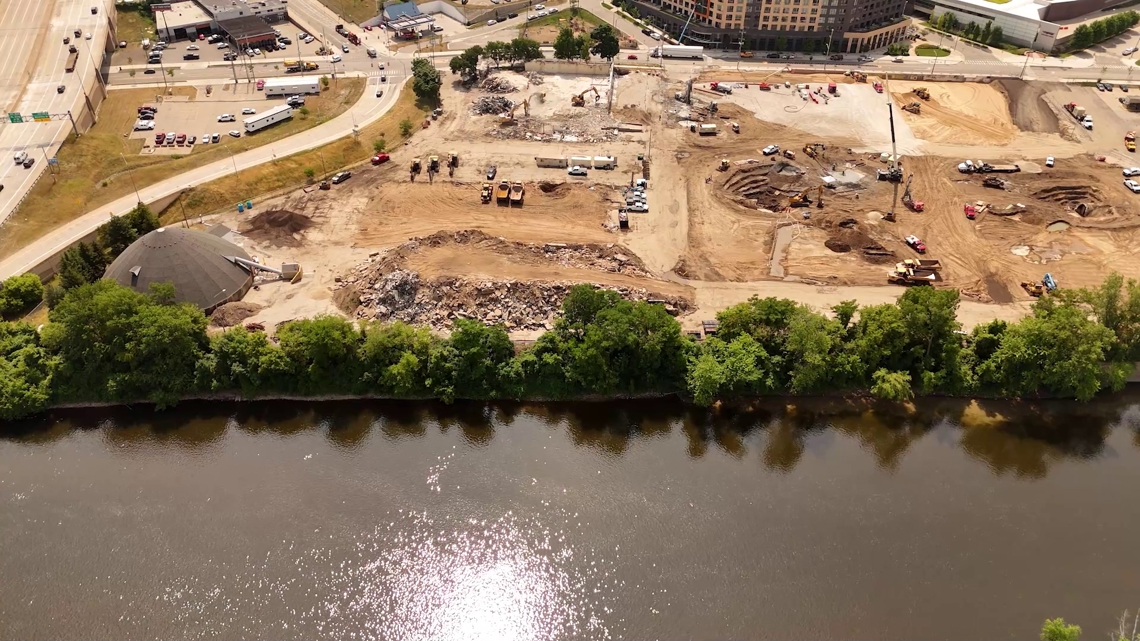 See overhead view of construction on Grand Rapids amphitheater | wzzm13.com