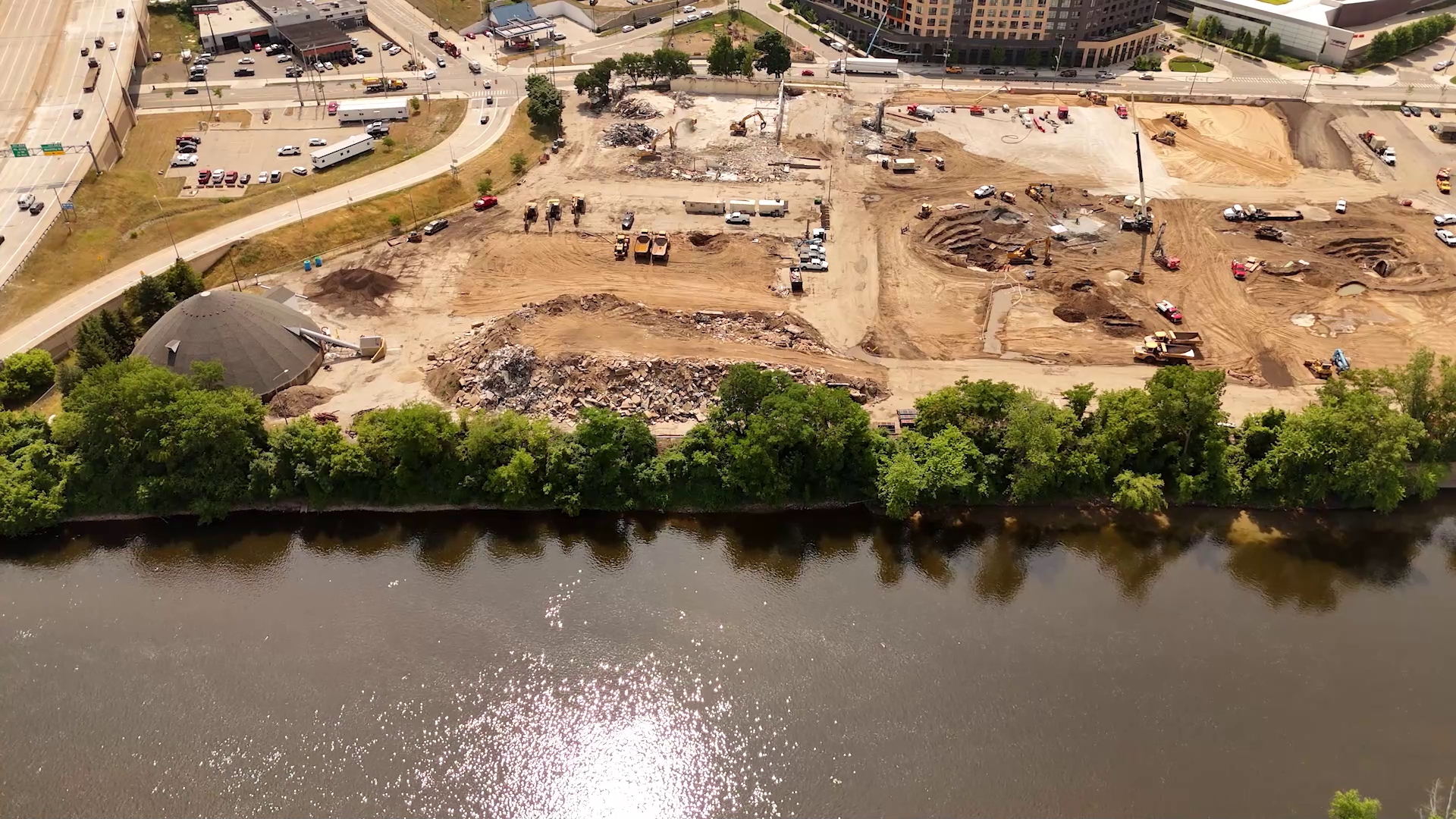 See overhead view of construction on Grand Rapids amphitheater | wzzm13.com