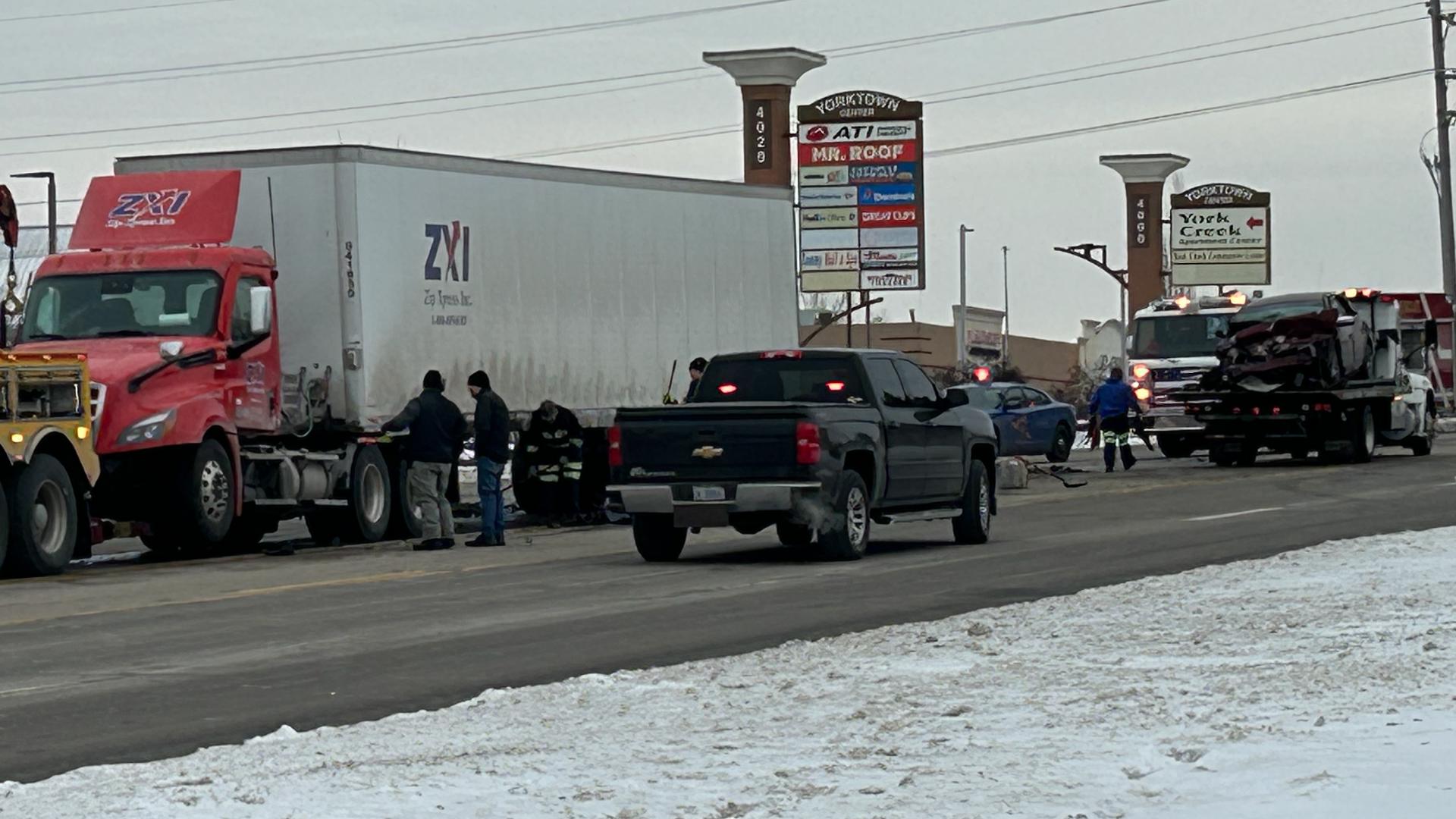 Alpine Avenue crash between vehicle, semi leaves person seriously ...