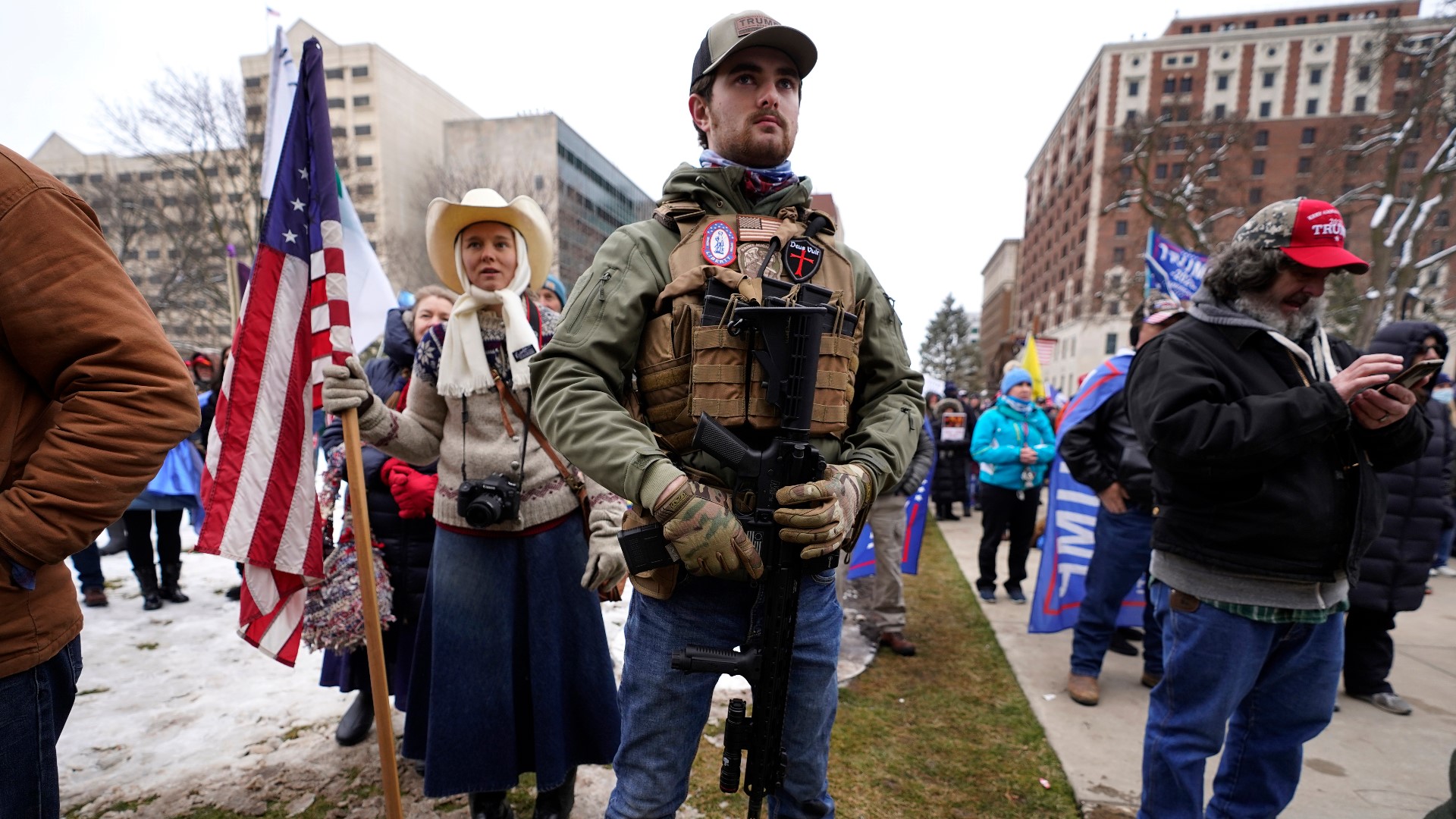 PHOTOS: About 300 Trump supporters gather outside Michigan Capitol ...