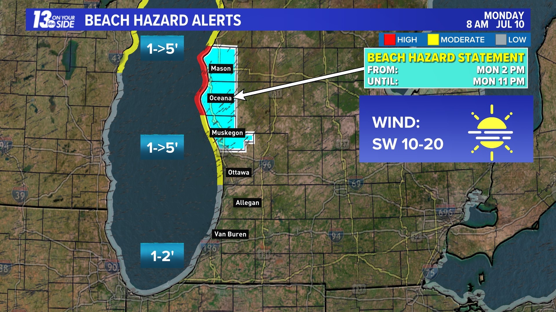 Beach Hazard Statement Monday | wzzm13.com